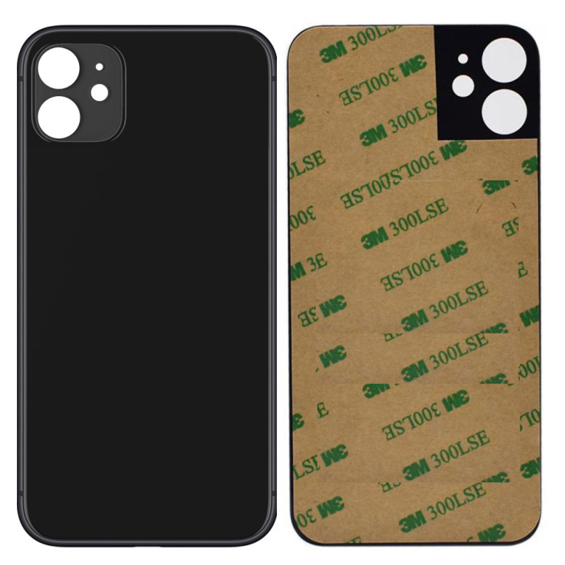 IPhone 11 Compatible Back Glass Replacement (Big Camera Hole) (Black)